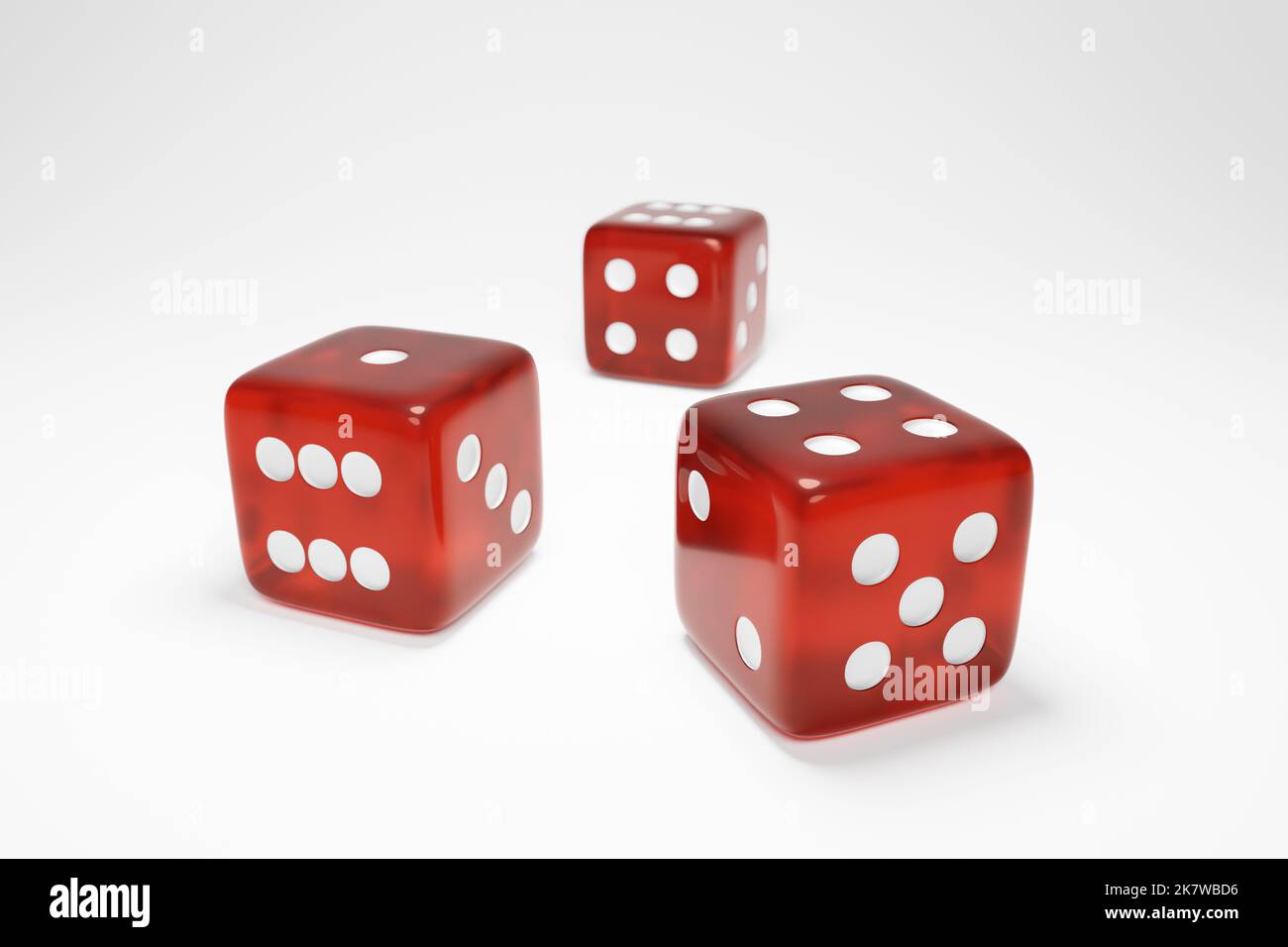 Red glossy dice on isolated background. Casino, betting, gambling ...