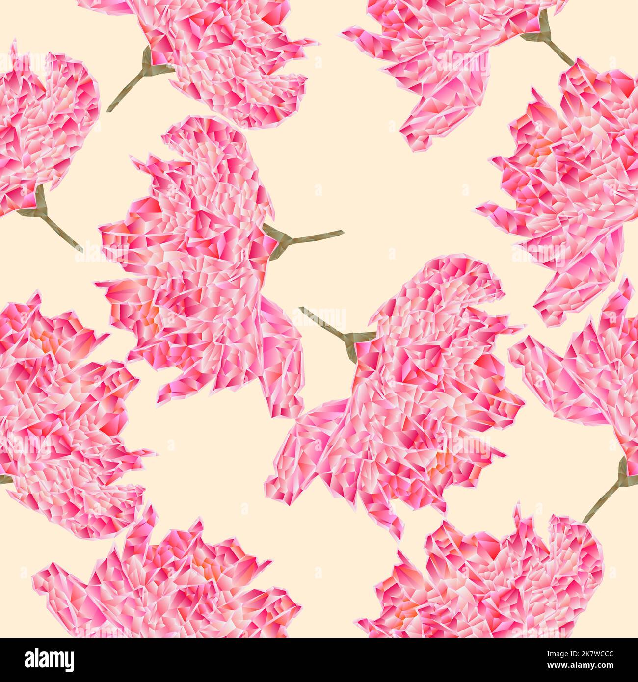 Seamless texture Sakura blossom polygons abstract flower vector ...