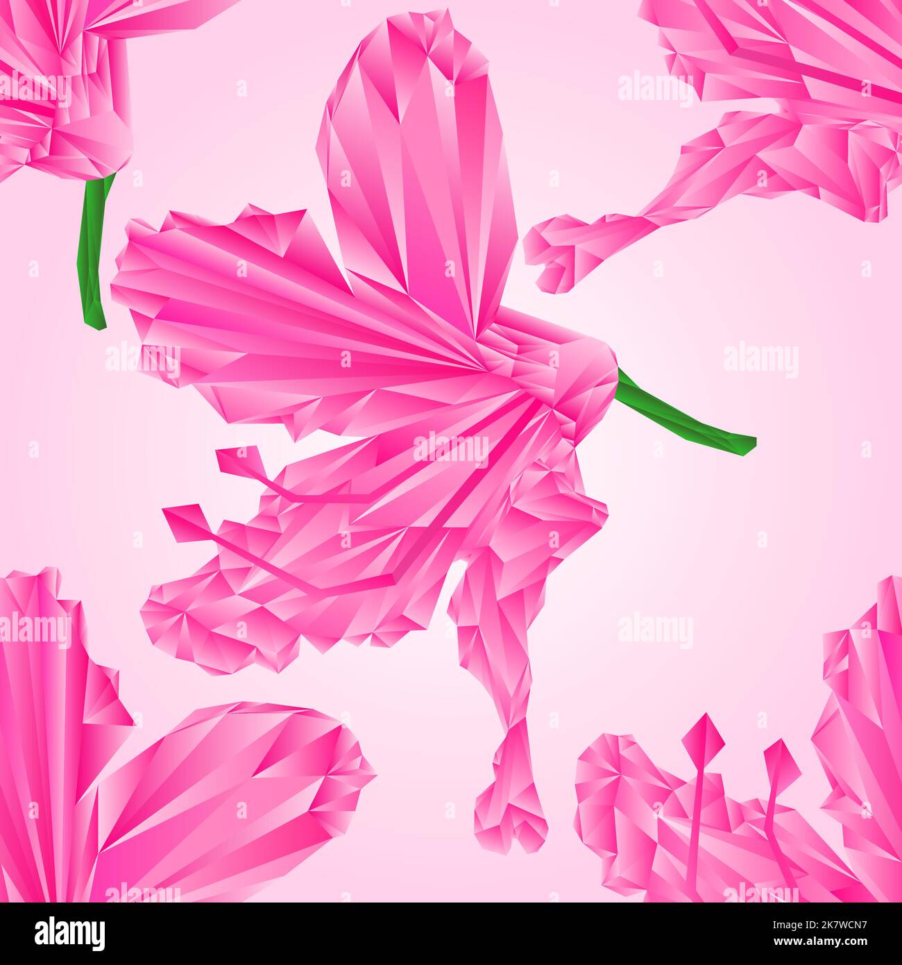 Seamless texture Rhododendron flower pink simple polygons Mountain ...