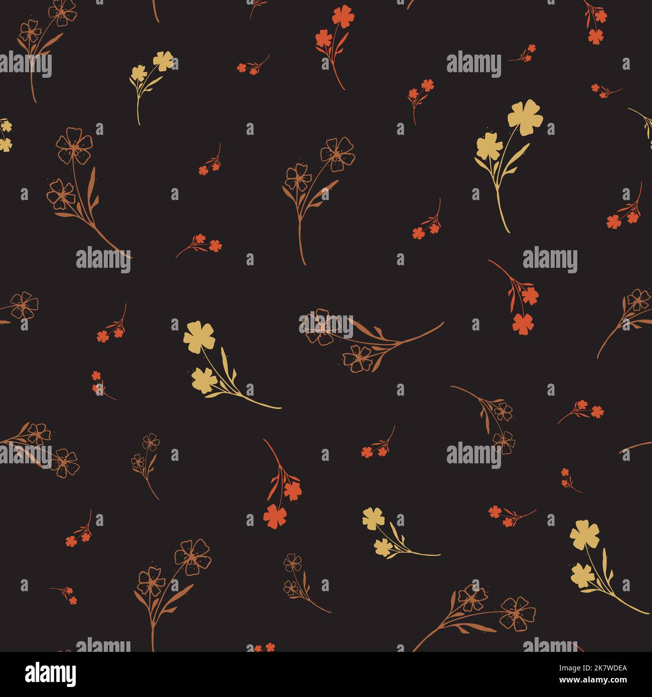 Vintage wild meadow flower seamless vector pattern background ...