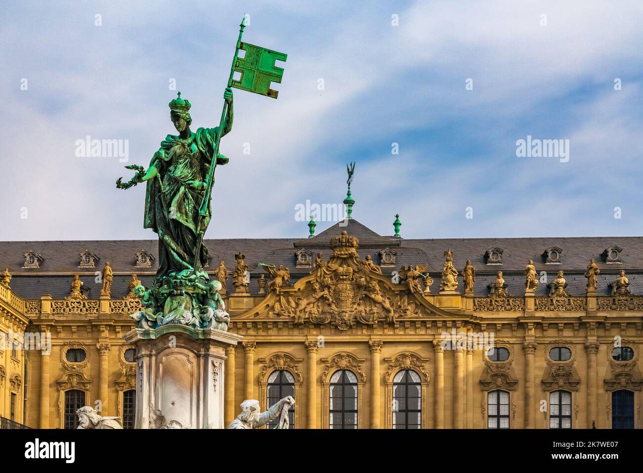 Great close-up view of the bronze statue depicting Frankonia, the ...