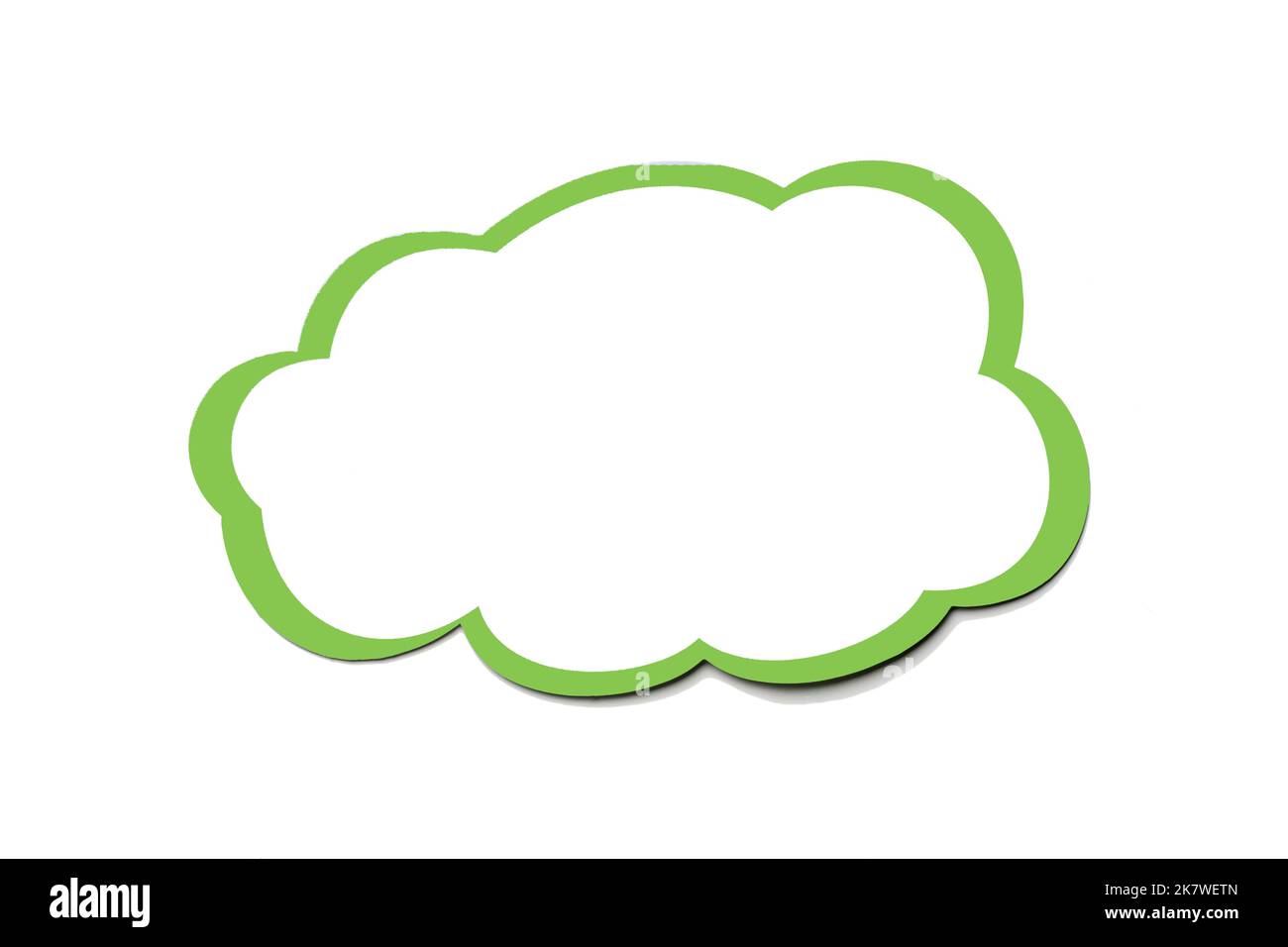 Green speech bubble as a cloud with olive border isolated on empty ...
