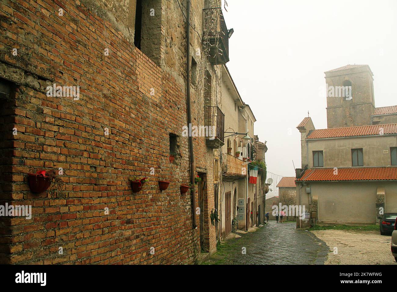 Conca della Campania, Italy. Walking on Via Roma, with Chiesa di San ...