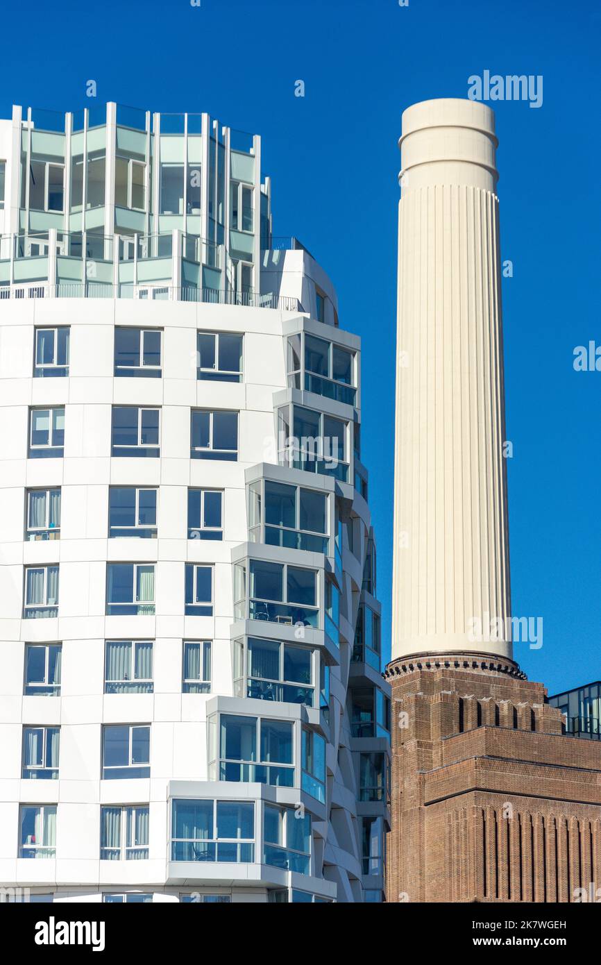 Pico House apartment building and chimney of Battersea Power Station ...