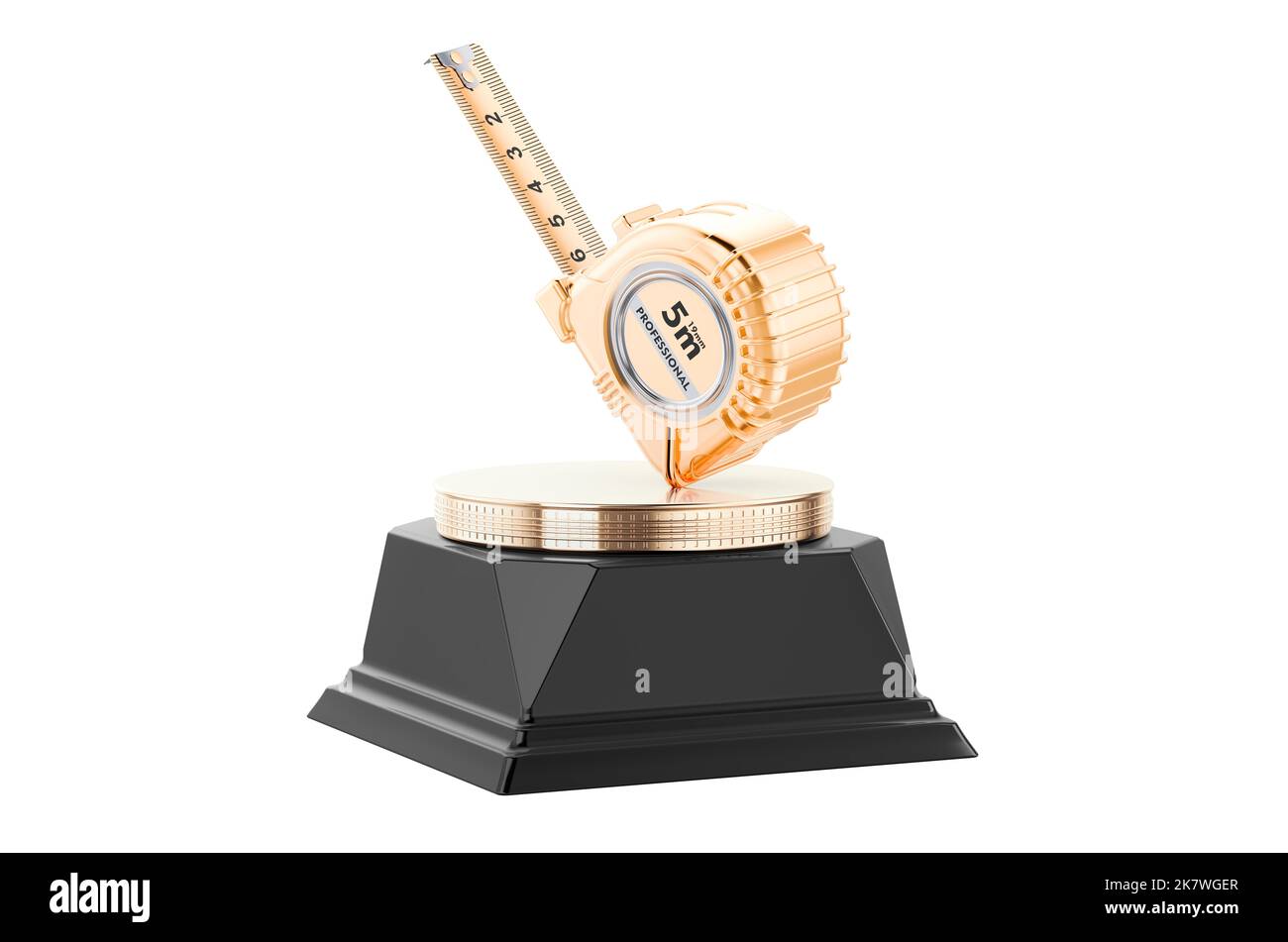 Tape measure golden award concept. 3D rendering isolated on white ...