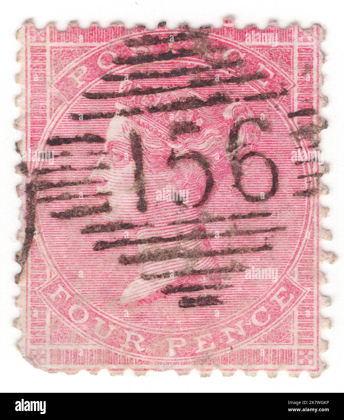 UNITED KINGDOM - 1857: An 1 shilling green postage stamp showing ...