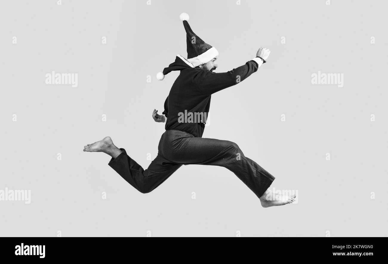 Lets celebrate. merry christmas. xmas party fun. happy bearded man ...