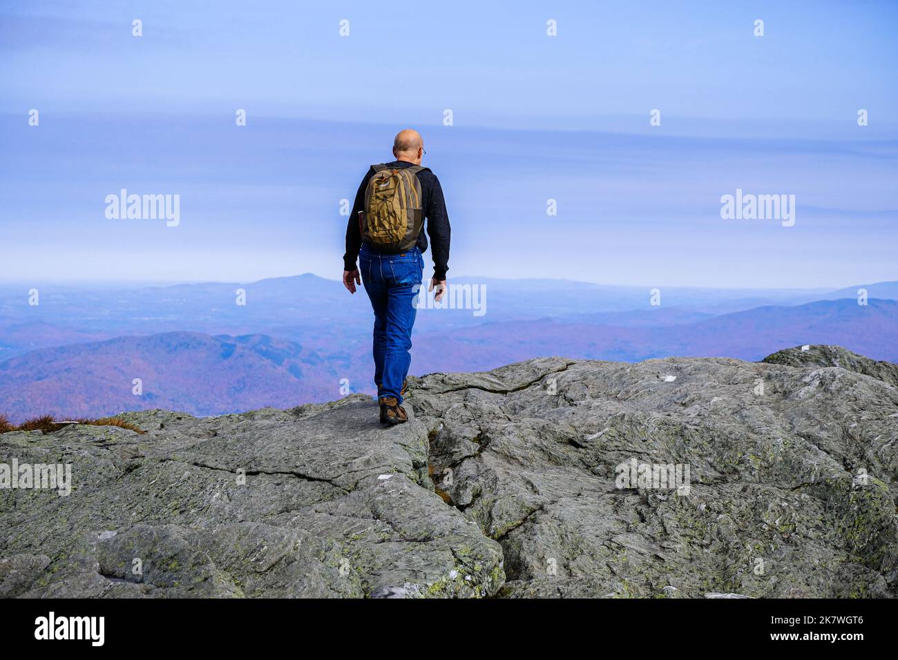 Autumn hiking and tourism on Mt. Mansfield, Stowe, VT, New England, USA ...