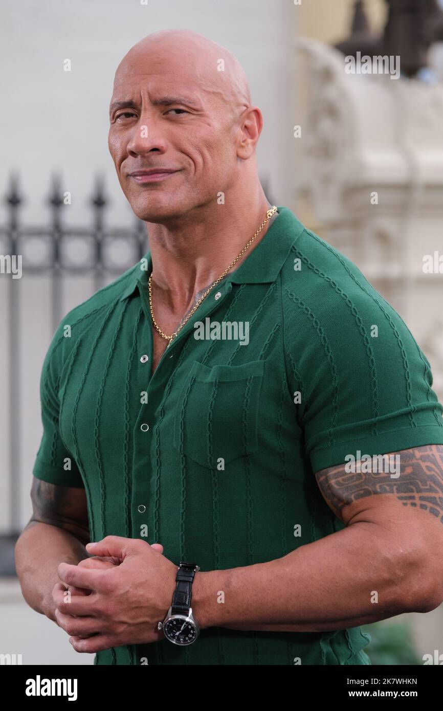 Actor Dwayne Johnson poses during the photocall for the presentation of ...