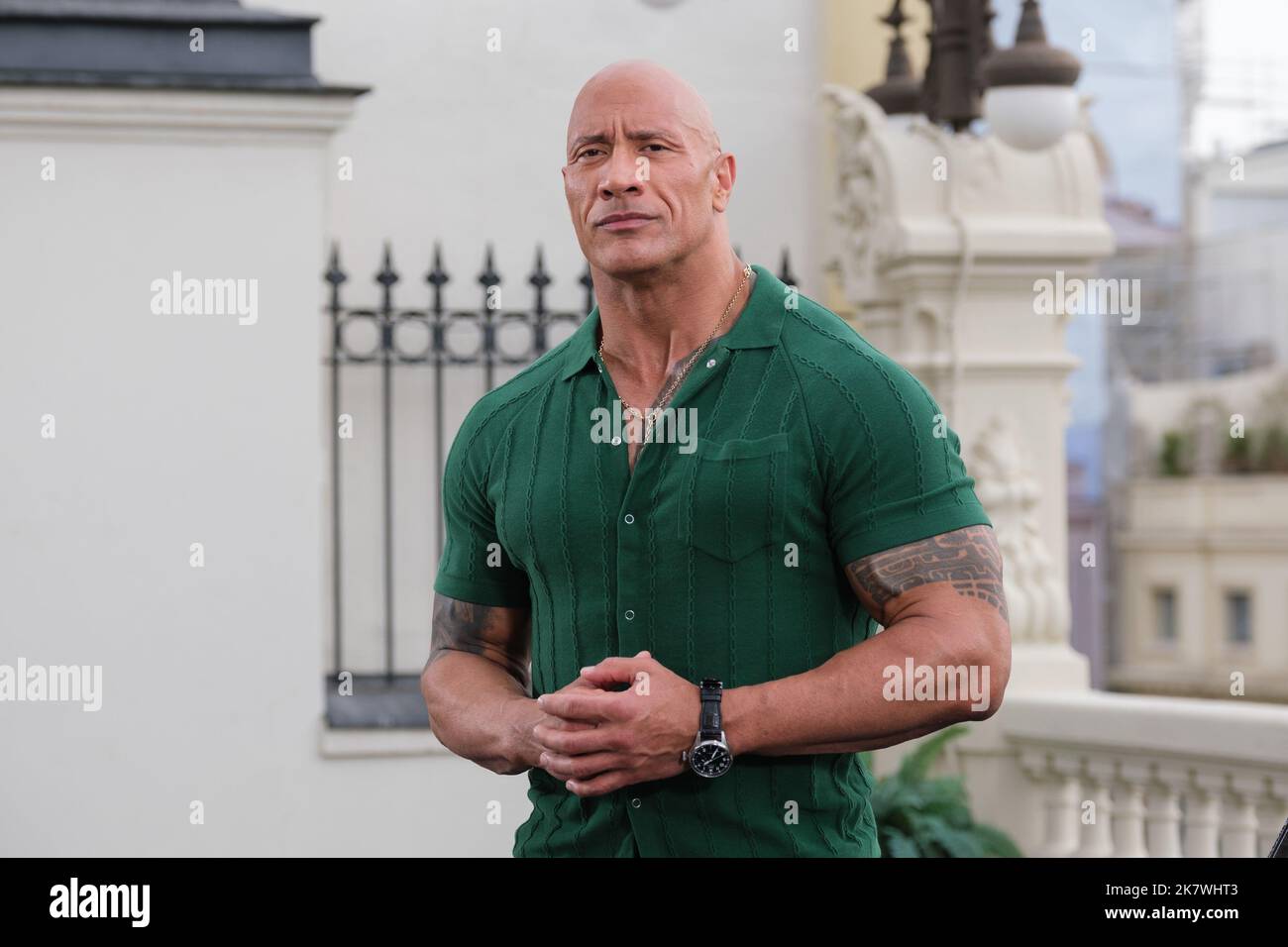 Actor Dwayne Johnson poses during the photocall for the presentation of ...