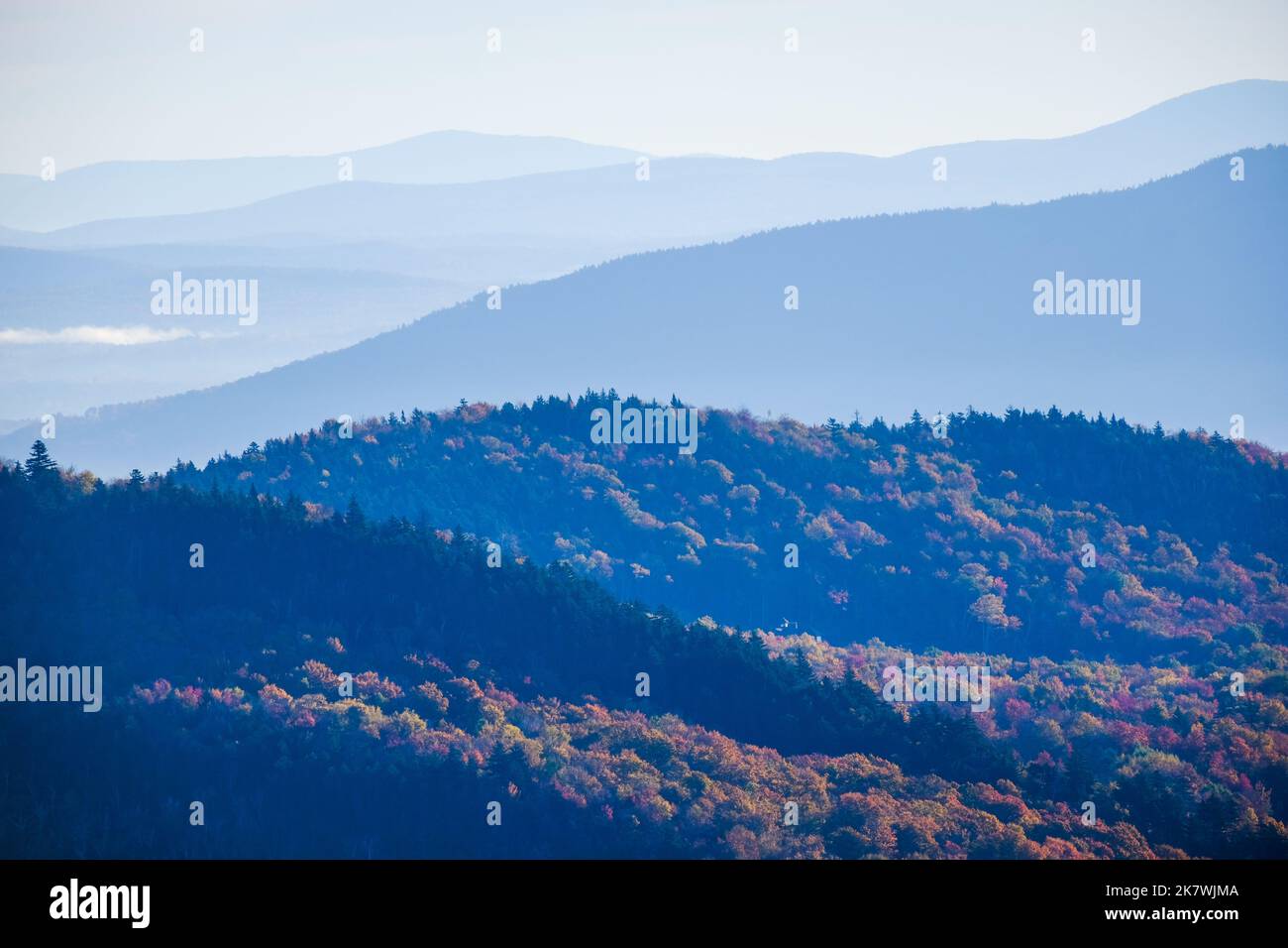 Colorful autumn fall foliage views on Mt. Mansfield, Stowe, VT, New ...