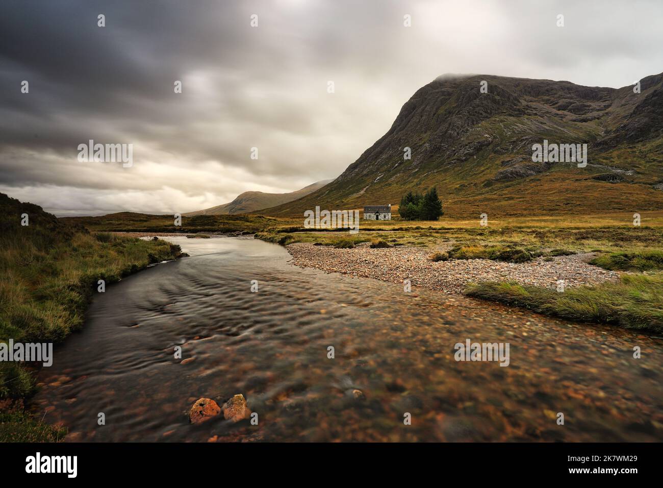Glencoe Scotland autumn colours bothy on the moors Stock Photo - Alamy
