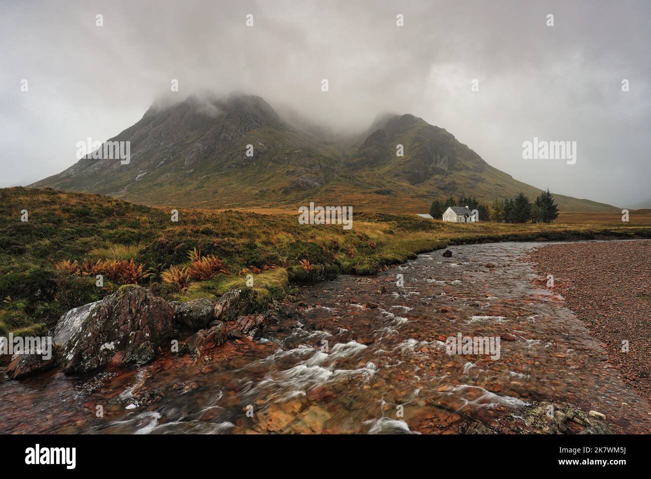 Glencoe Scotland autumn colours bothy on the moors Stock Photo - Alamy