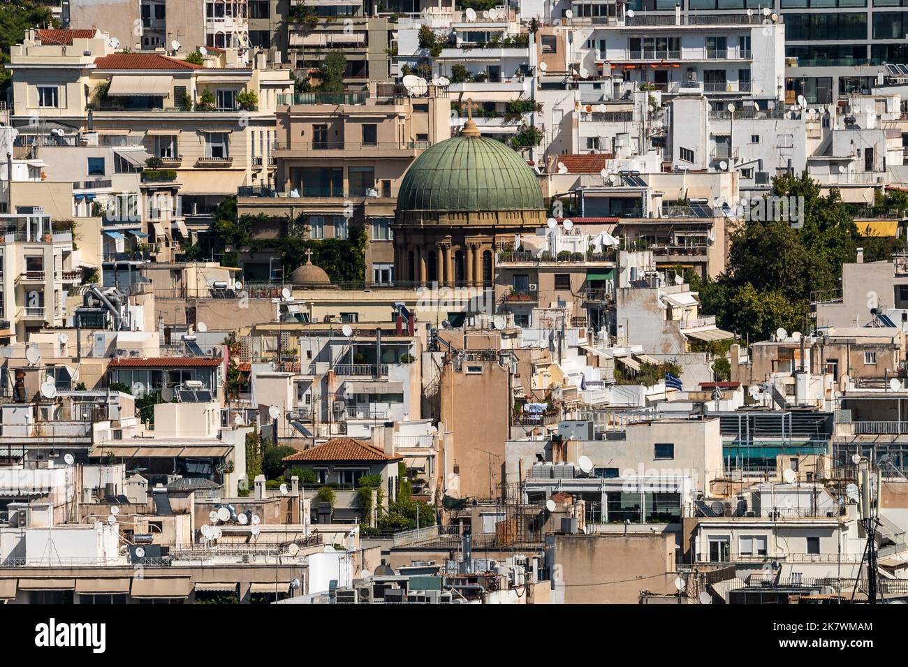 View of buildings and rooftops of Athens from the Acropolis of Athens ...