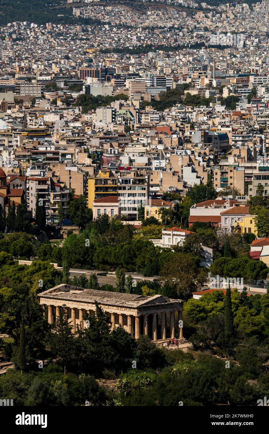 View of The Temple of Hephaestus (or Hephaisteion) located at the north ...