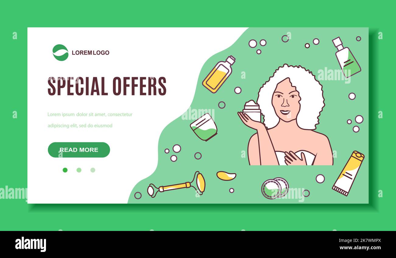 Vector illustration Cosmetic products ad, skin care ad. Special Offers ...