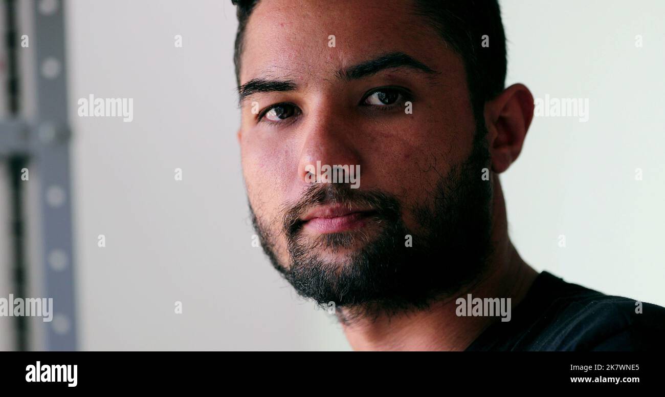 Portrait hispanic person, latin american man, serious expression Stock ...