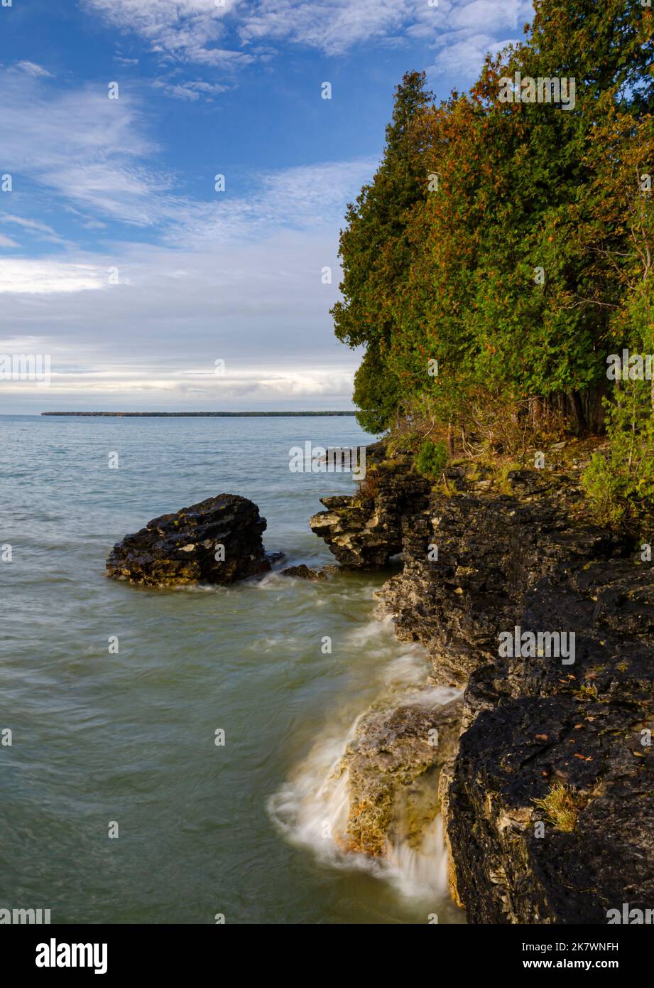 Early autumn sees early color change along the Lake Michigan shoreline ...