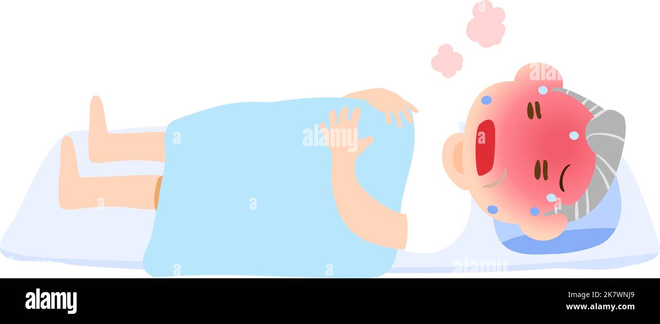 Illustration of an old man who has a fever in summer Stock Vector Image ...