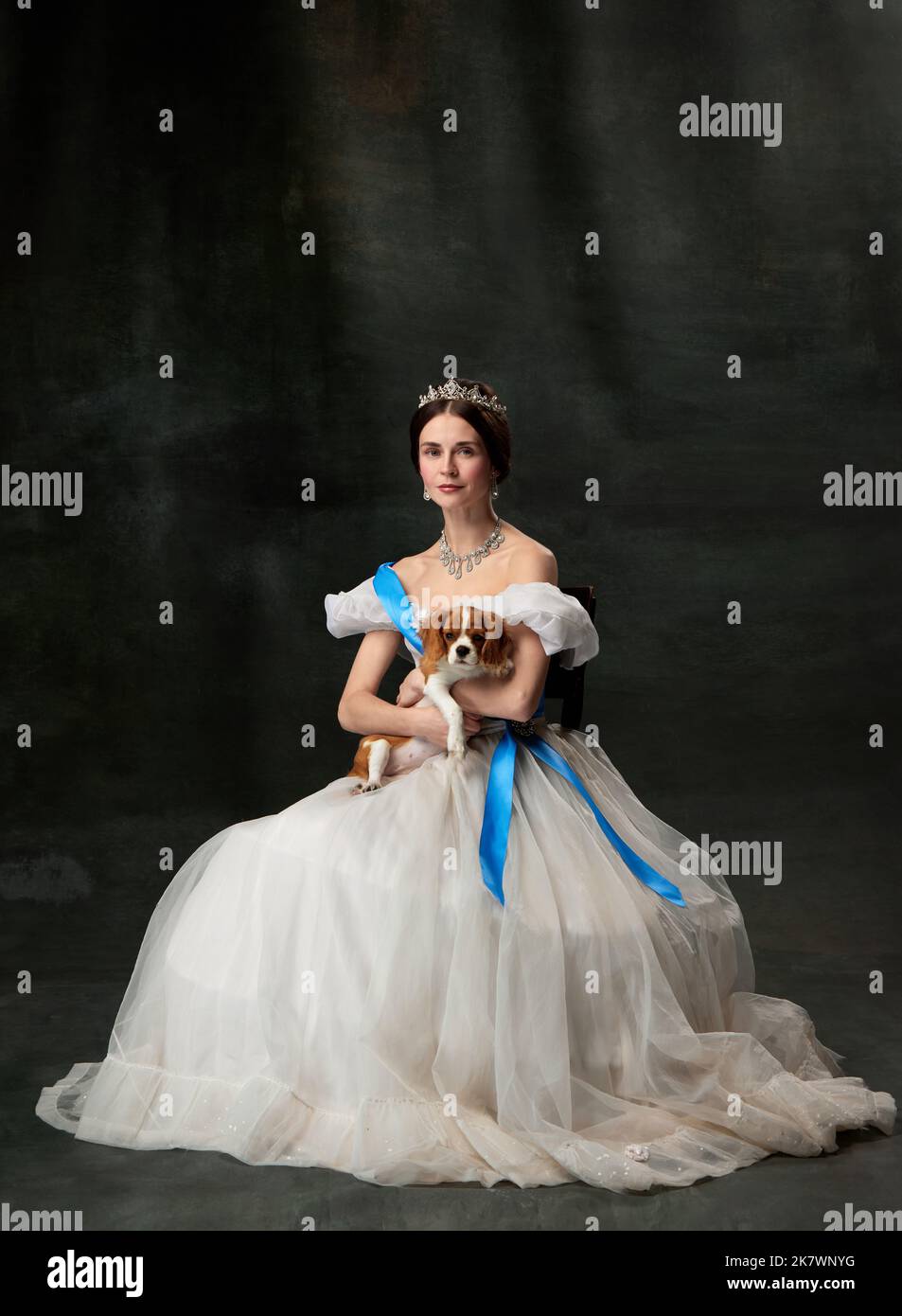 Young queen. Portrait of adorable girl in image of medieval royal ...