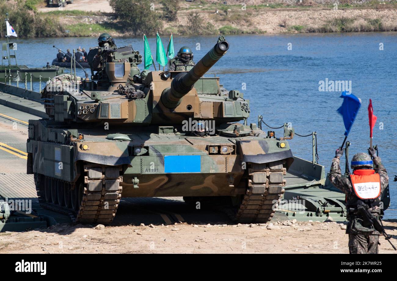 19 October 2022 – Yeoju, South Korea: South Korean military's K2 tanks ...