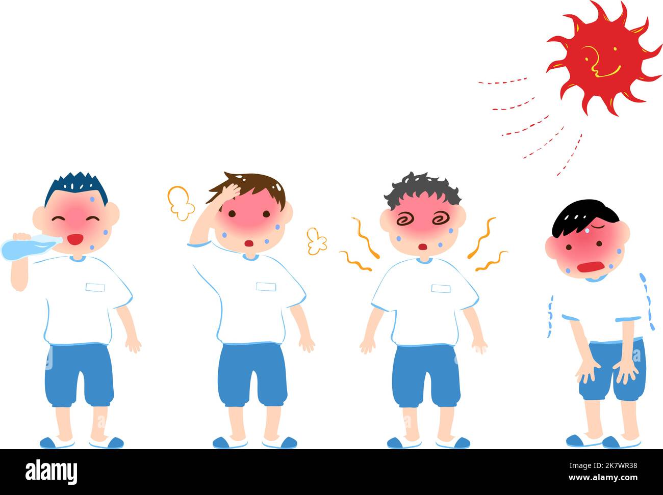 Heat stroke and boy illustration set Stock Vector Image & Art - Alamy
