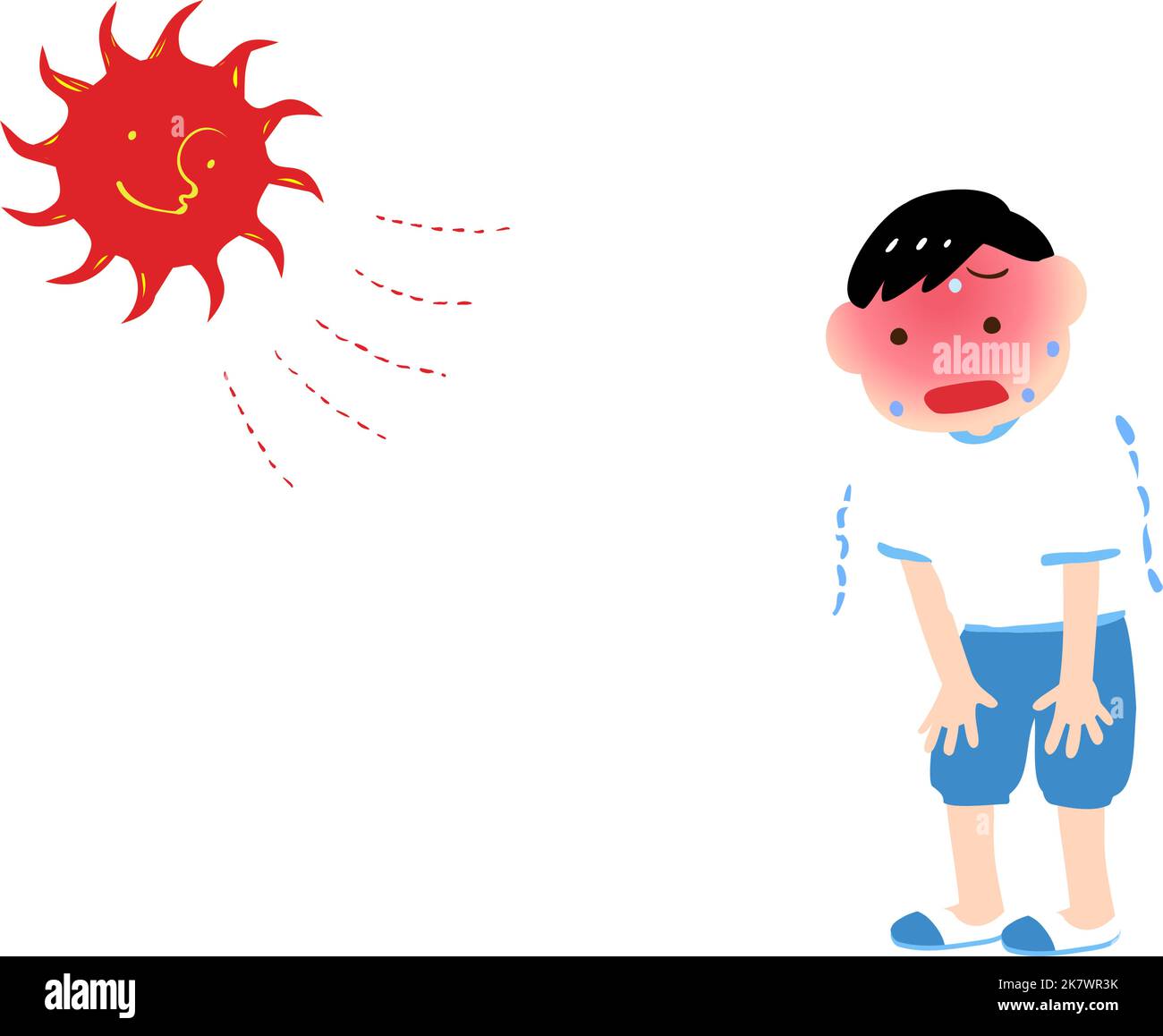 Illustration of a boy trembling with heat stroke Stock Vector Image ...