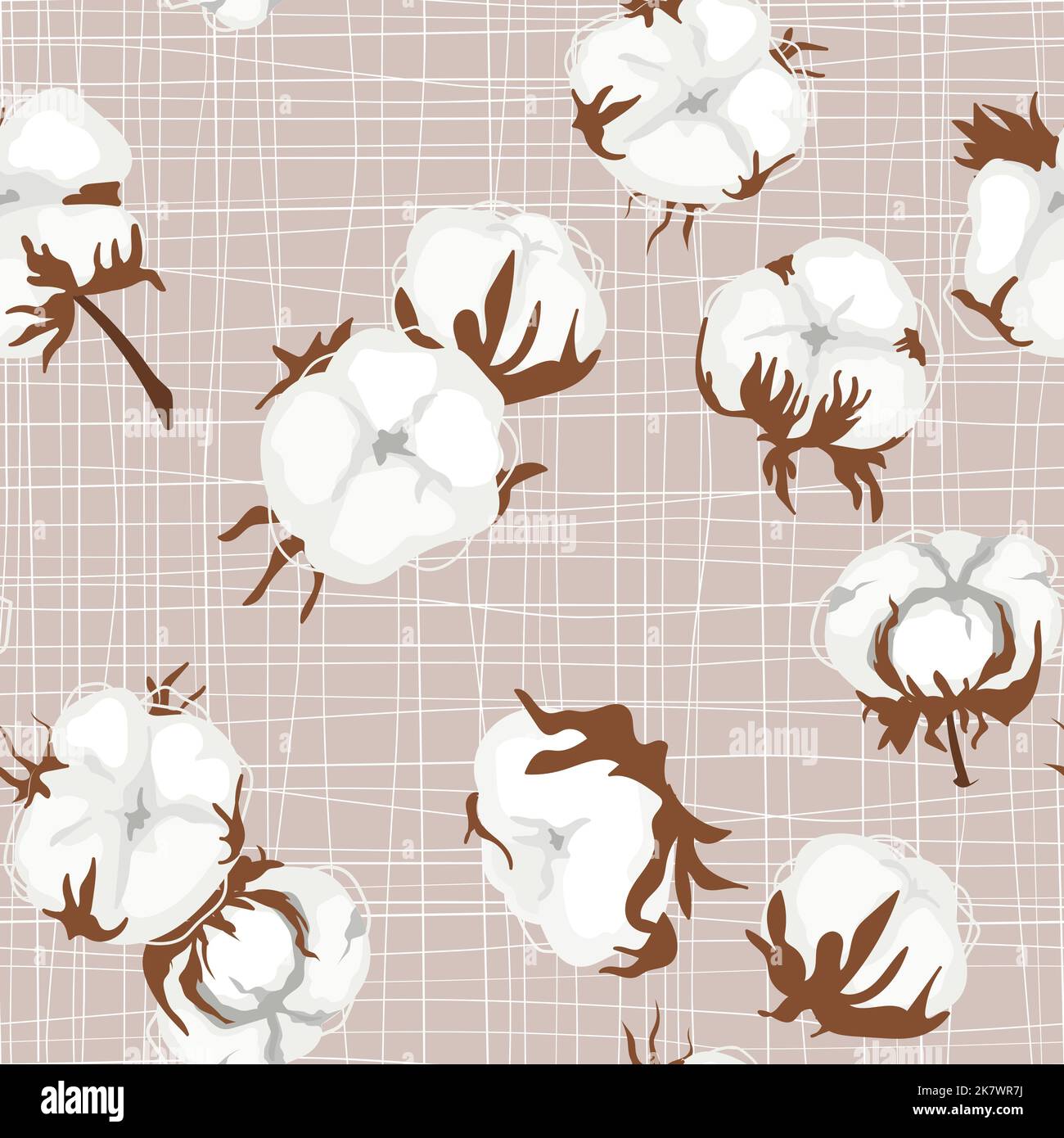 White cotton Balls seamless pattern on the crossed lines background ...