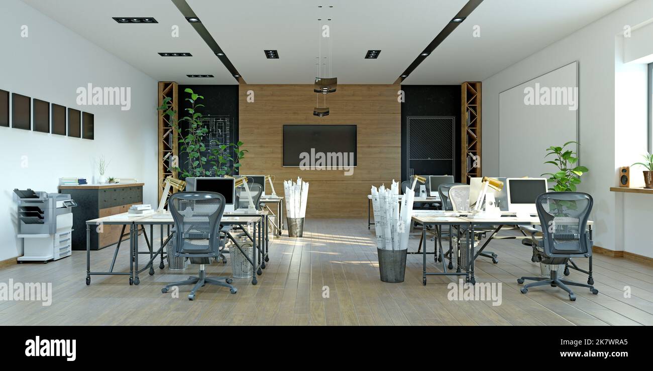 modern office interior (3d rendering design concept Stock Photo - Alamy