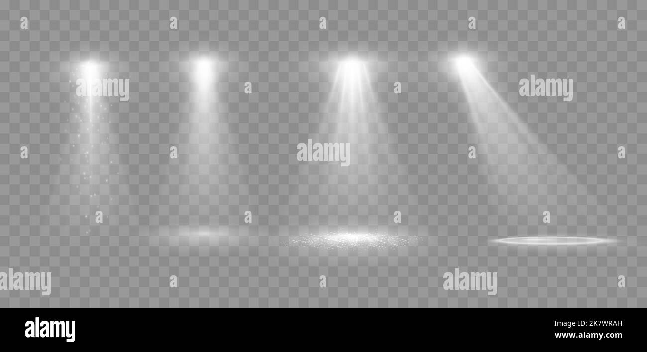 Set of Spotlight. Vector glowing light effect with rays and beams isolated Stock Vector Image ...
