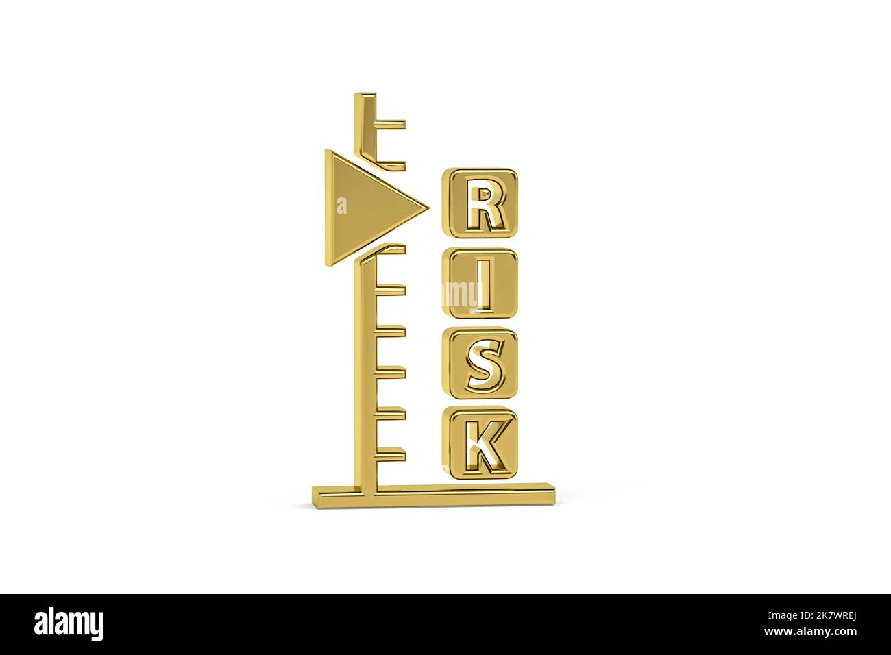 Golden 3d risk icon isolated on white background - 3D render Stock ...