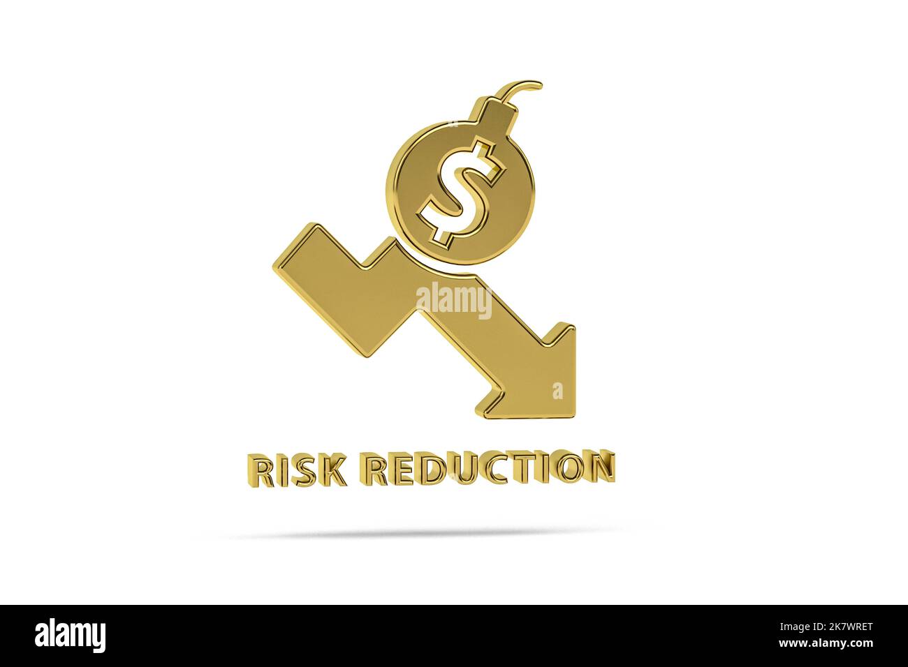 Golden 3d risk icon isolated on white background - 3D render Stock ...