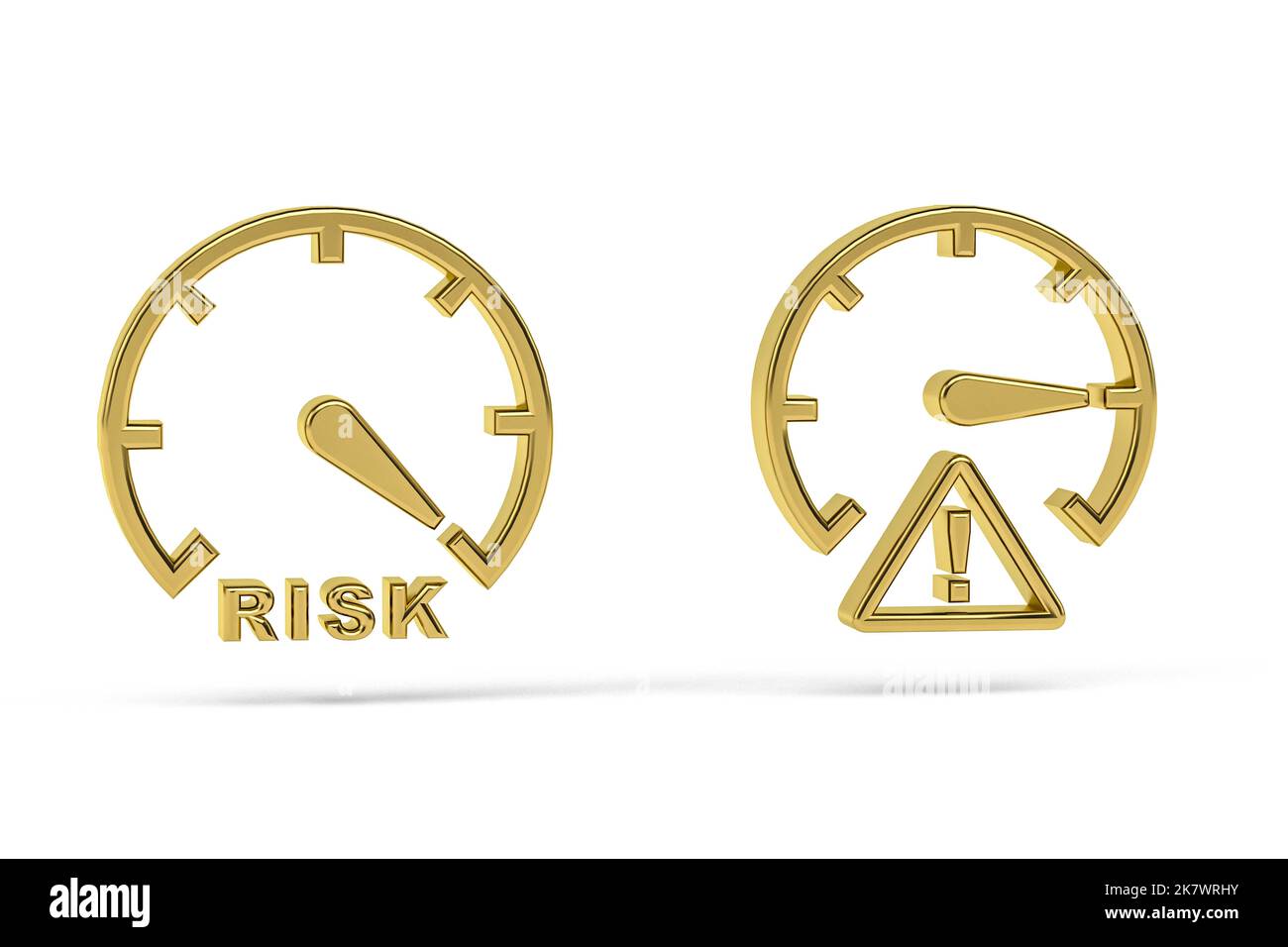 Golden 3d risk icon isolated on white background - 3D render Stock Photo - Alamy