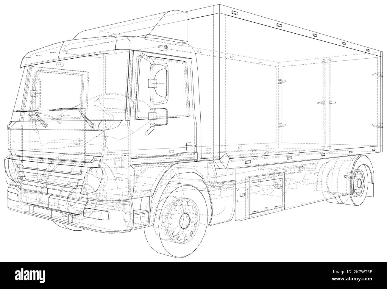 Van freight. Vector illustration. Wire-frame line isolated. Vector ...