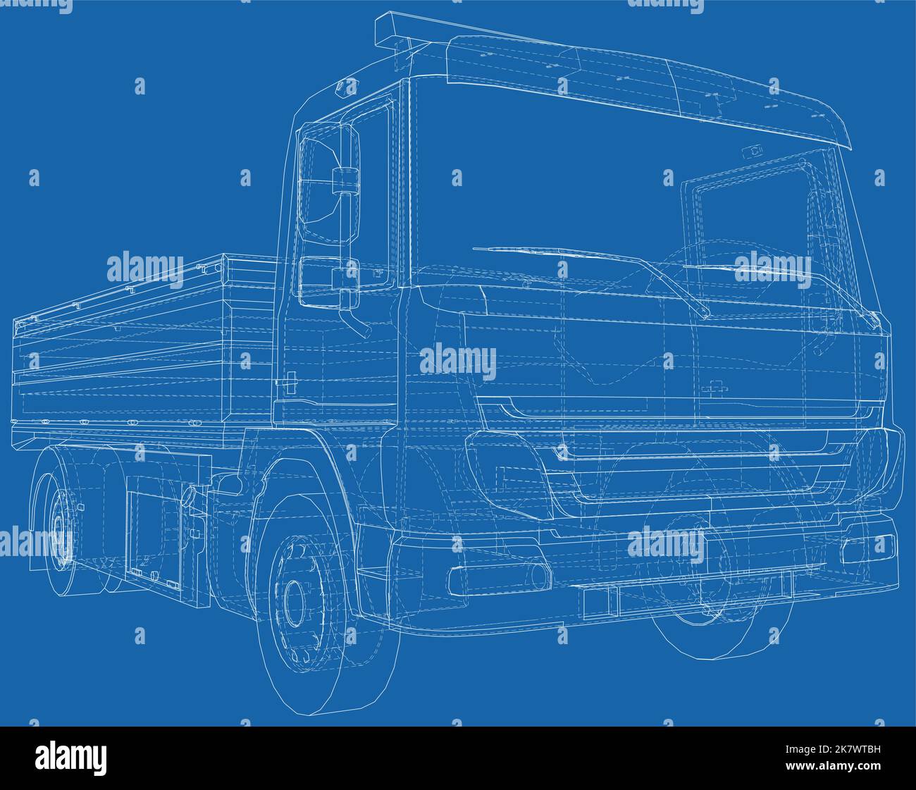 Wire-frame Flatbed truck on background. Vector rendering of 3d Stock ...