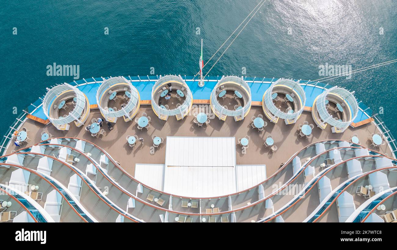 Marseille, France October 02, 2022: View of the outer deck at the back ...