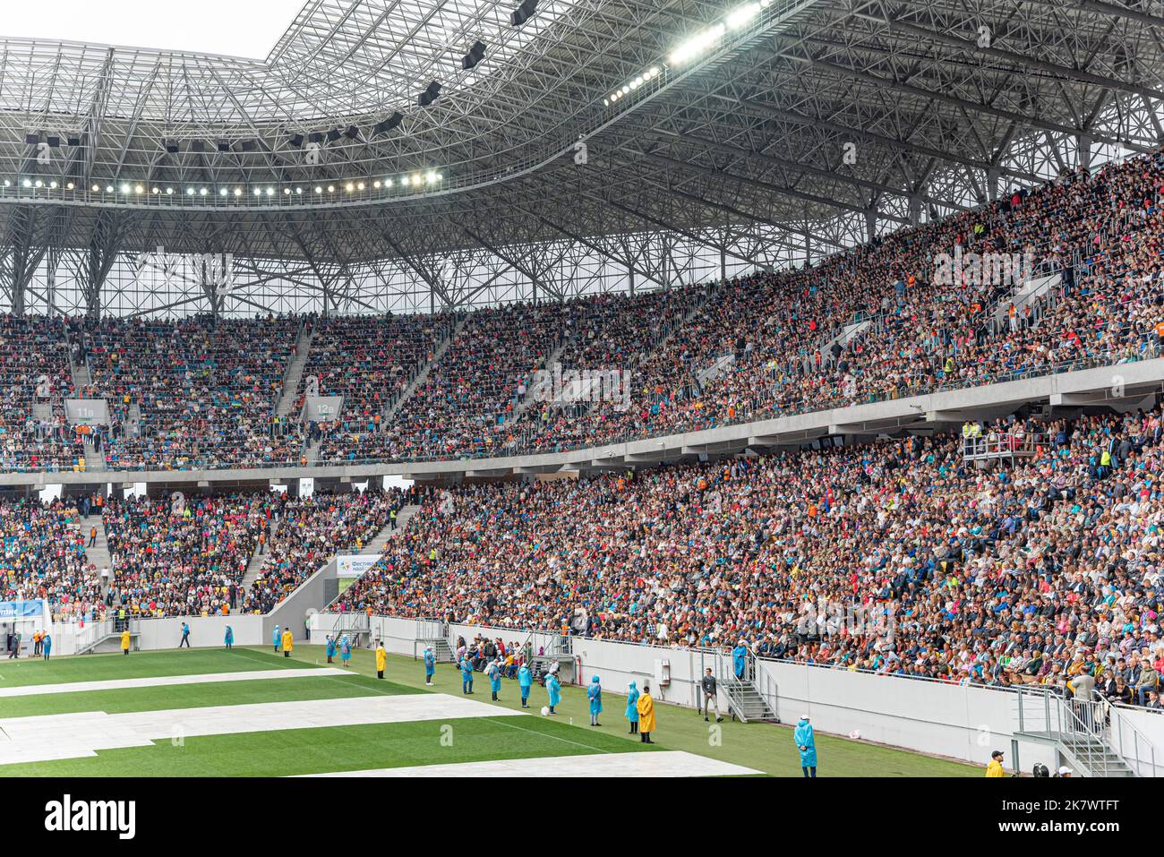 Spectators on the podium of the stadium Lviv-Arena Stock Photo - Alamy