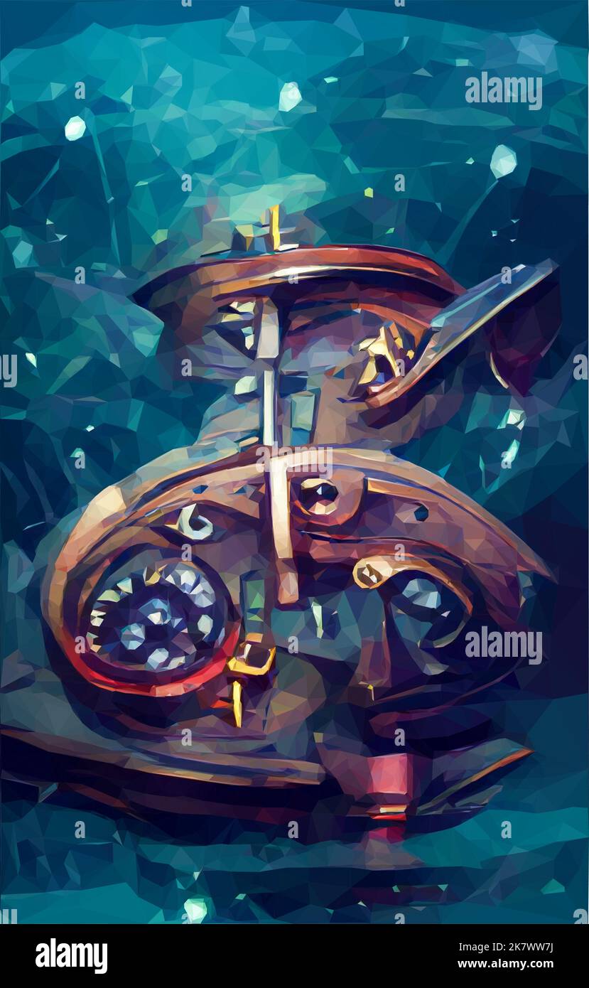 Illustration of a fictitious old time machine. Vector in low poly art ...