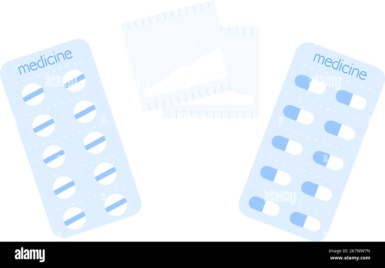 Image illustration of tablets and capsules and powdered medicine Stock ...