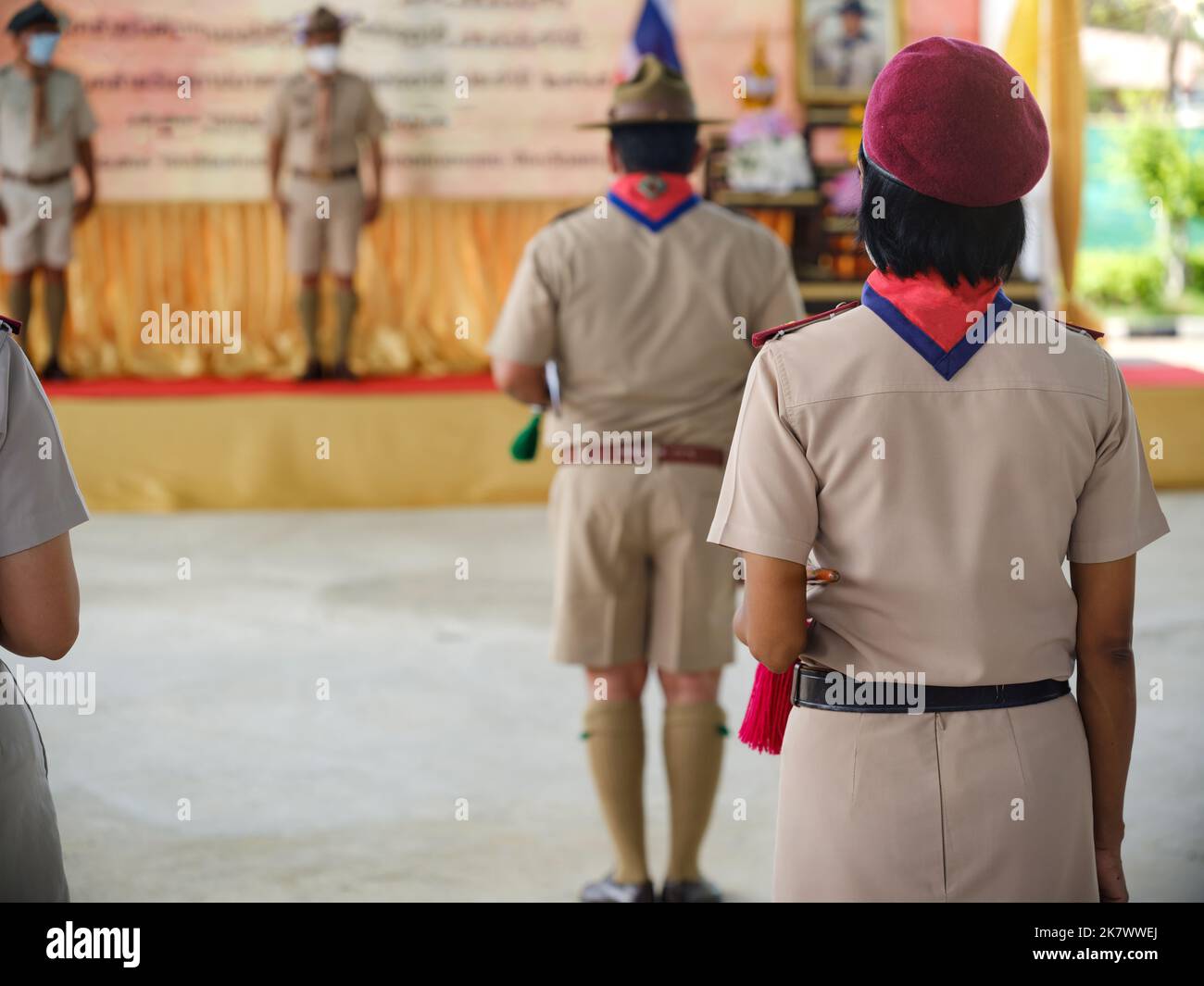 The Scout Master show respect homage to his superiors Stock Photo - Alamy