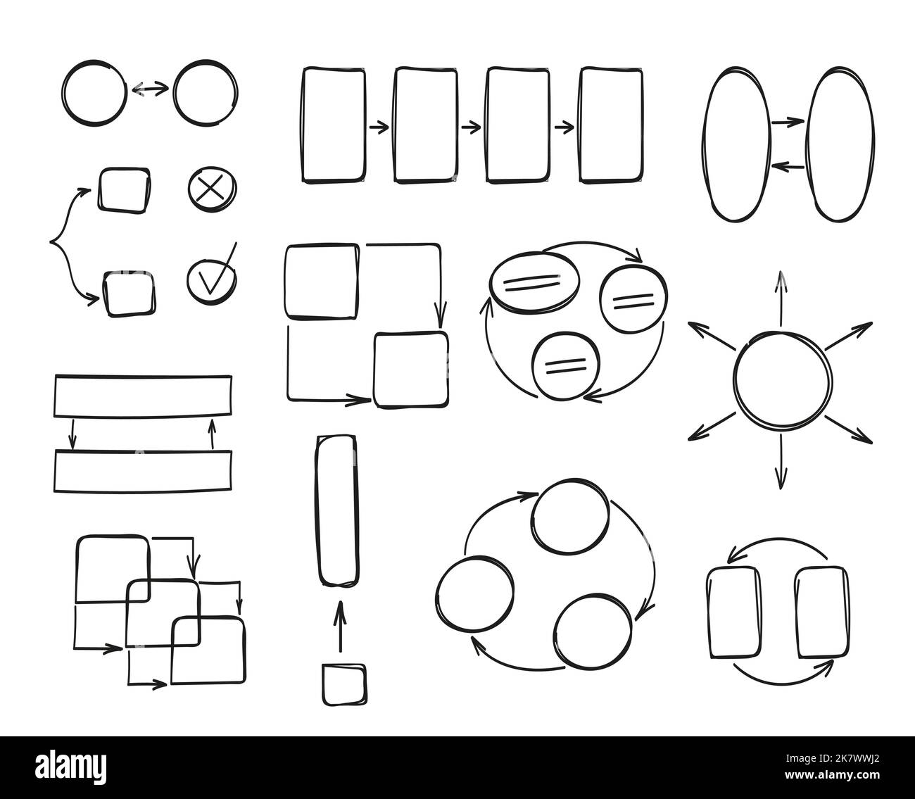 Doodle infographics set vector. Circle, arrow, square blank infographic ...