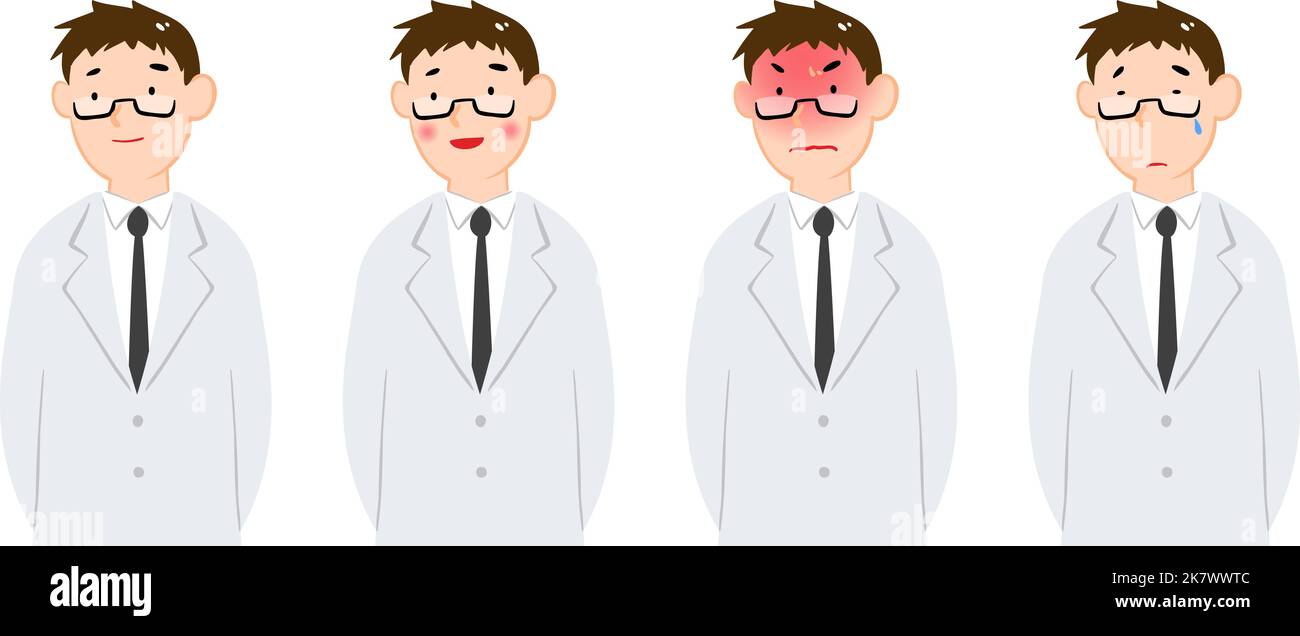 White coat Men's emotional expression set Stock Vector Image & Art - Alamy