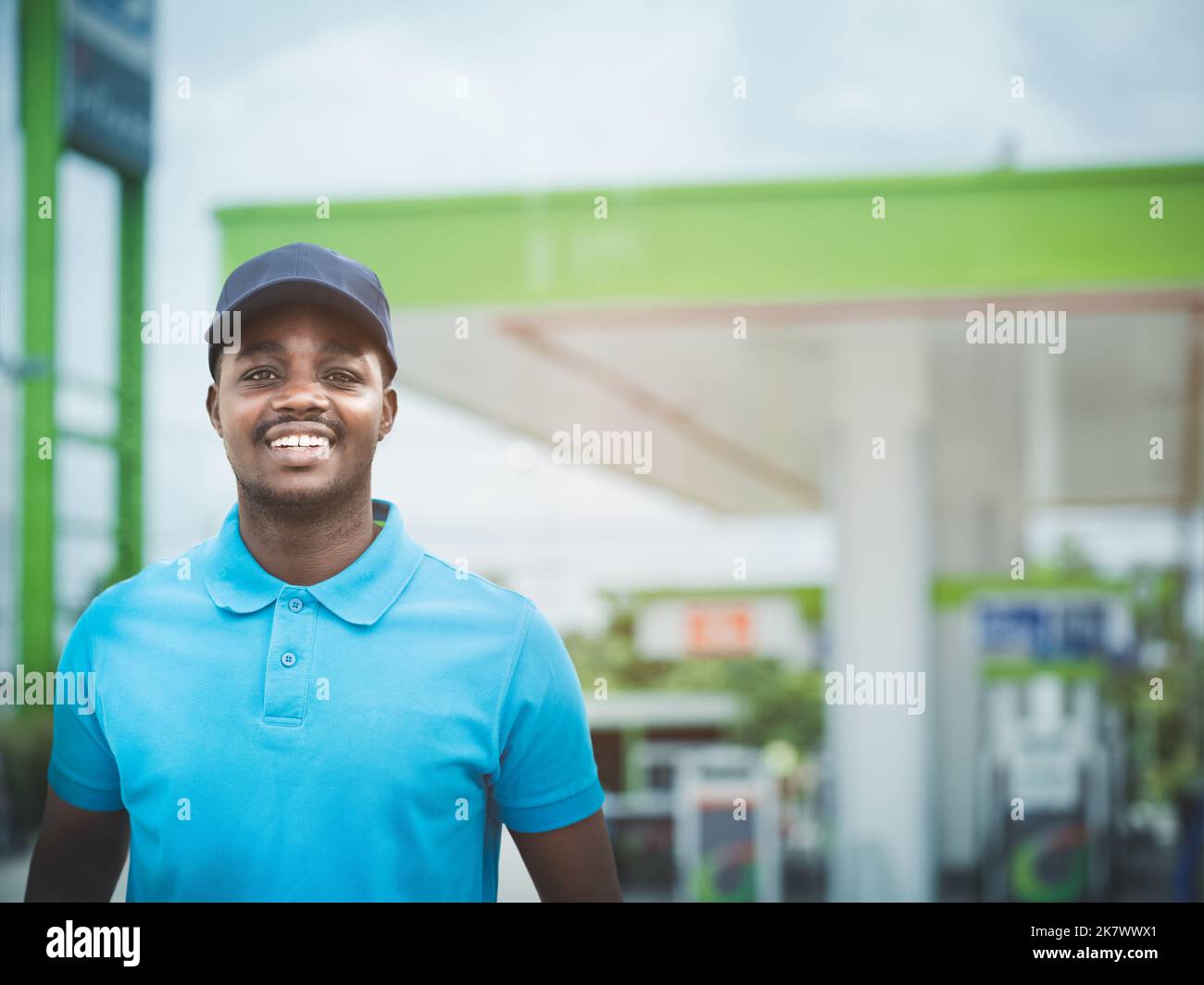 African service staff at the gas station are always ready to serve you ...