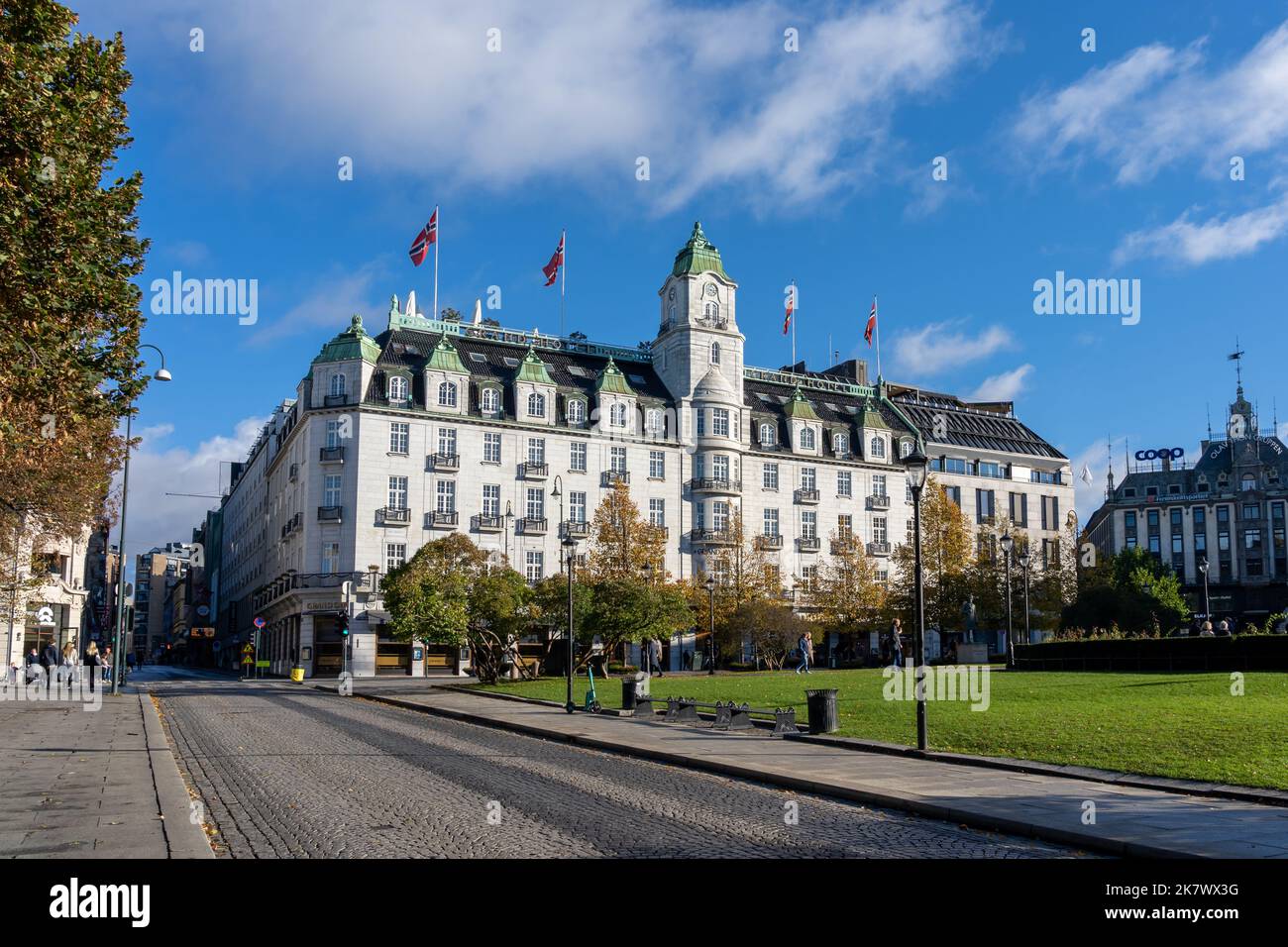 Oslo, Norway - October 15, 2022: Grand Hotel in downtown Oslo, Norway ...
