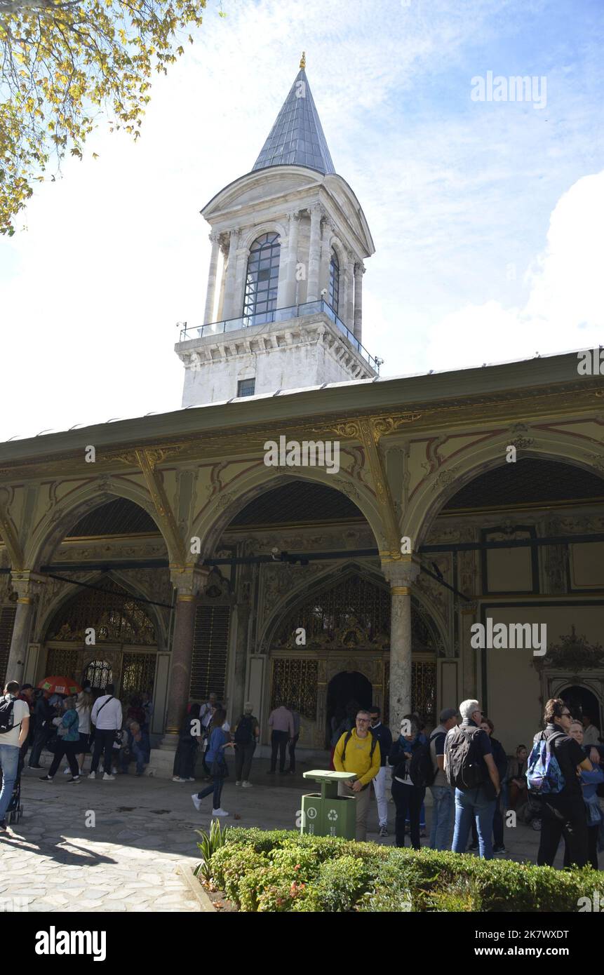 Istanbul Topkapi Palace, Divan Room entrance, tourists and the Justice ...