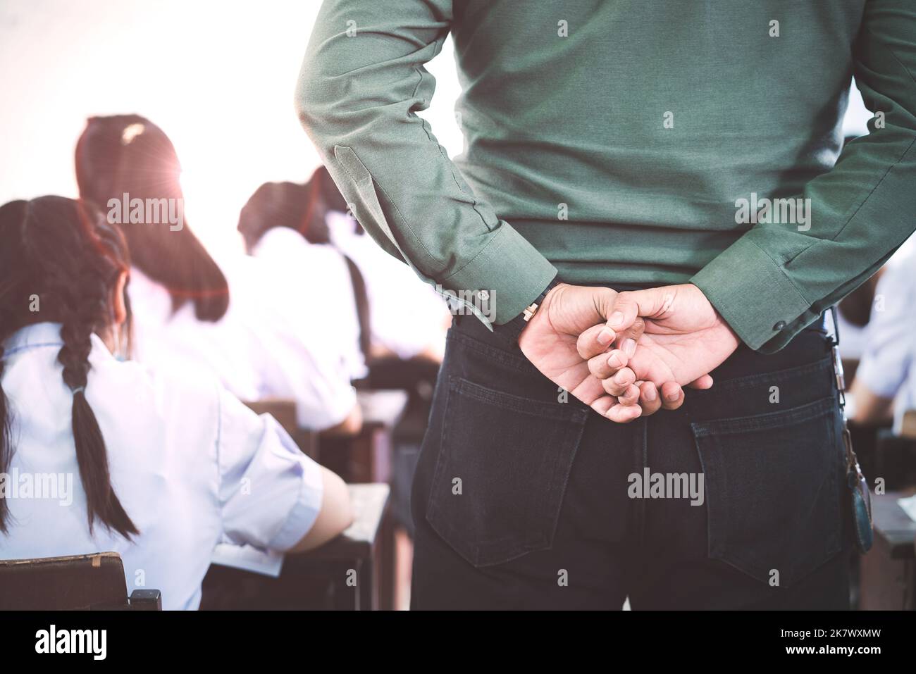 The teacher controls the exam room for students to take the exam in the ...