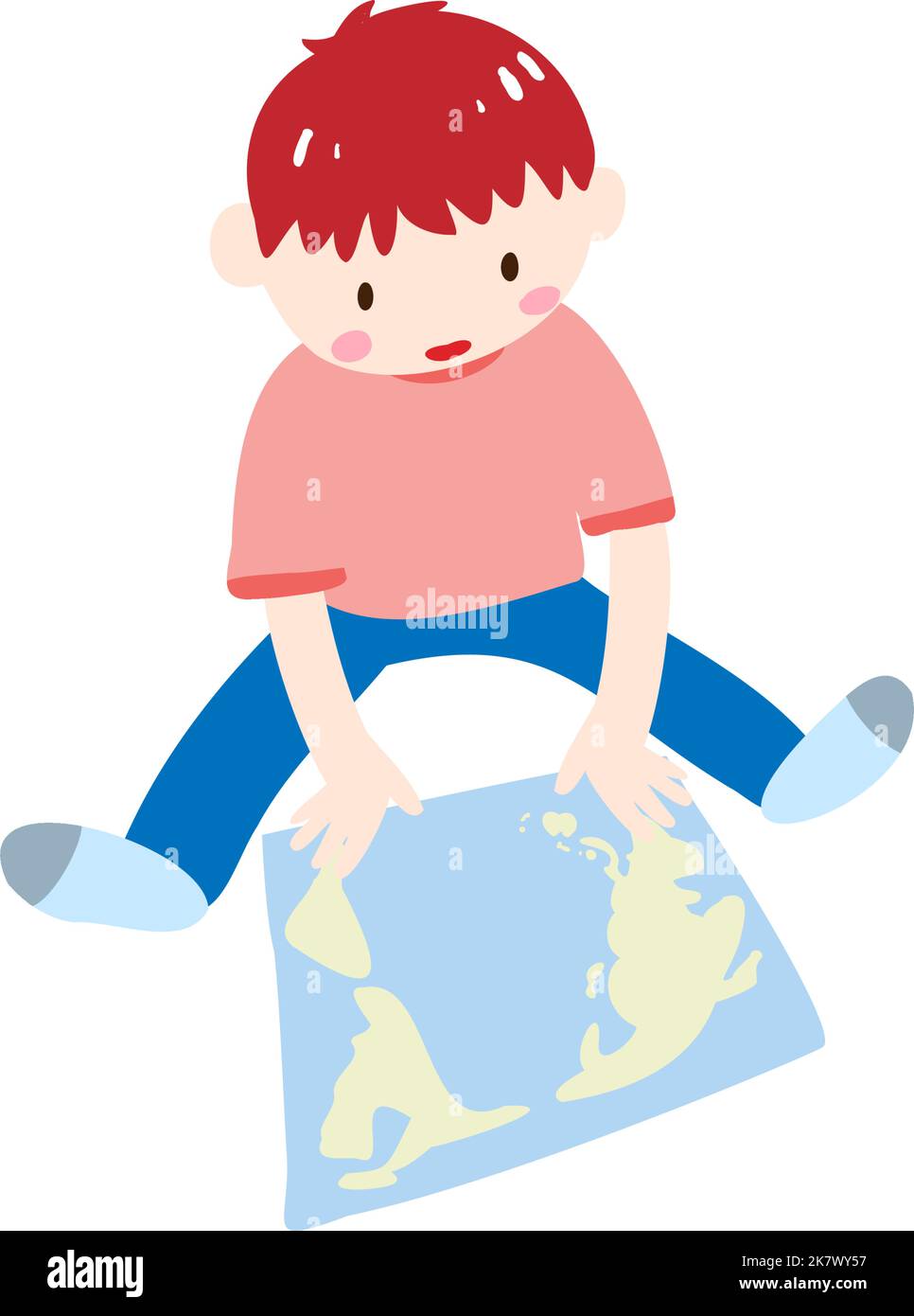 Illustration of a boy looking at the world map Stock Vector Image & Art ...
