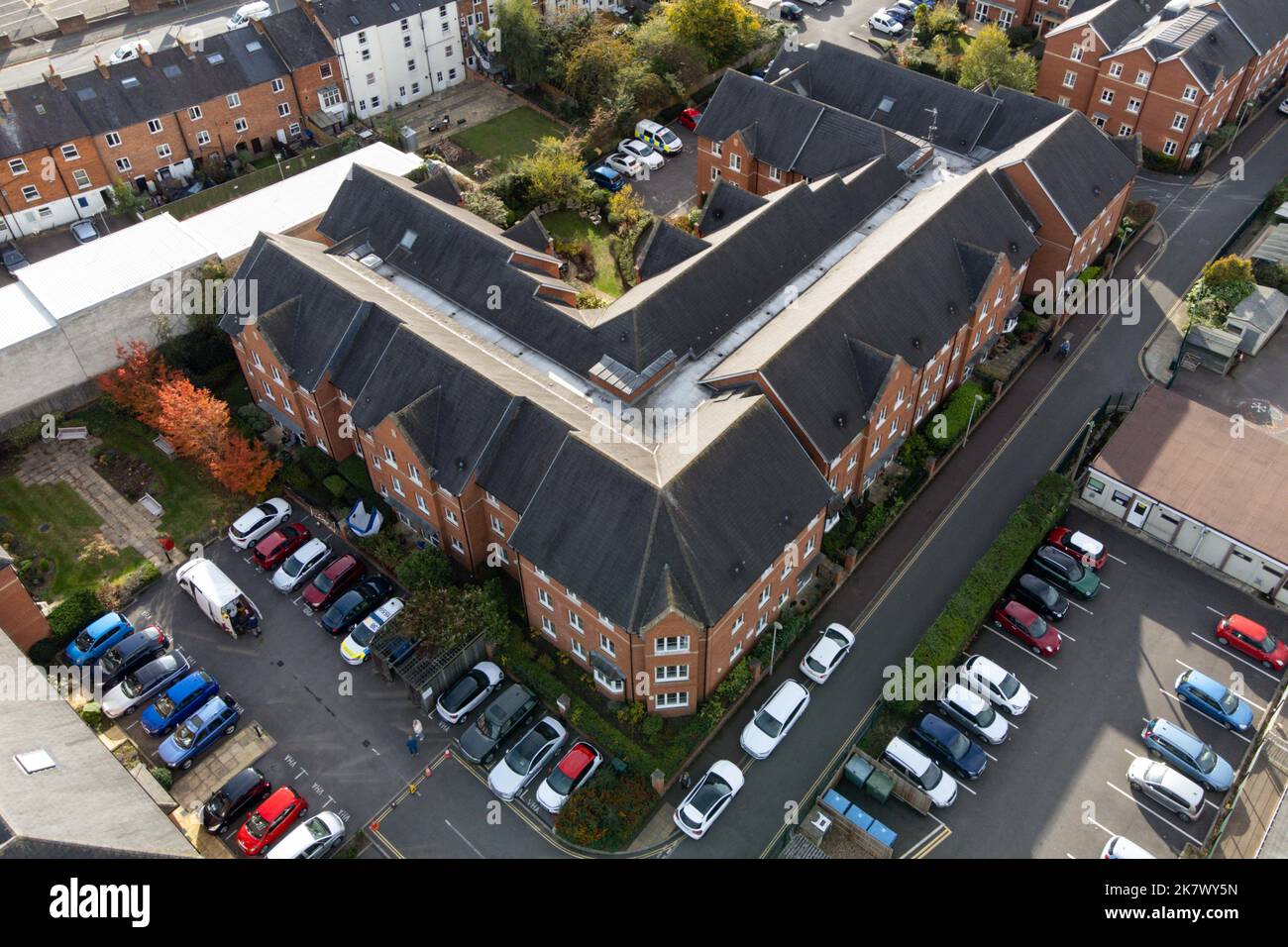 An aerial view of the scene in School Lane in Banbury, Oxfordshire ...