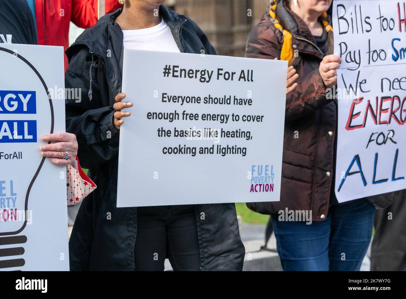 London, UK. 19th Oct, 2022. Fuel poverty protest, Old Palace Yard ...