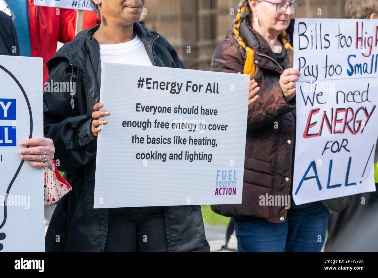 London, UK. 19th Oct, 2022. Fuel poverty protest, Old Palace Yard ...